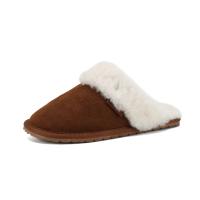 China High quality real wool slippers fluffy fur house indoor winter slippers for sale