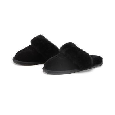 China Women Genuine Suede Leather Warm Comfy Winter Fluffy Breathable house Indoor wool Slippers for sale