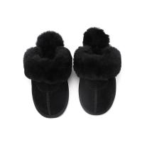 China Women Genuine Suede Leather Warm Comfy Winter Fluffy Breathable house Indoor wool Slippers for sale
