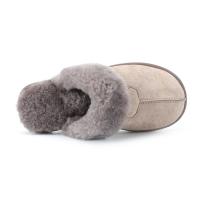 China Women Leather Warm Comfy Winter Fluffy Breathable Indoor Scuff Sheepskin Slippers luxury fur slippers for sale