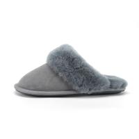 China women solid color real wool slippers fluffy fur house indoor winter slippers for sale