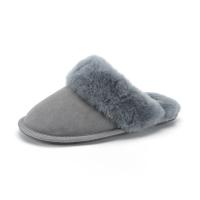 China women solid color real wool slippers fluffy fur house indoor winter slippers for sale