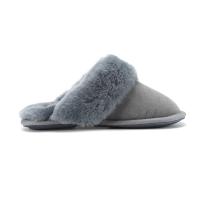 China women solid color real wool slippers fluffy fur house indoor winter slippers for sale