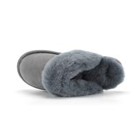 China women solid color real wool slippers fluffy fur house indoor winter slippers for sale