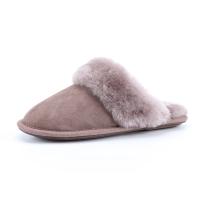 China Women Home Flat Warm wool Shoes ladies Soft house Indoor Female Genuine leather Winter Slippers for sale
