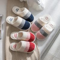 China Explosive style plush slippers Winter indoor non-slip couple slippers Home warm wear-resistant fleece shoes for sale