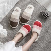 China Explosive style plush slippers Winter indoor non-slip couple slippers Home warm wear-resistant fleece shoes for sale
