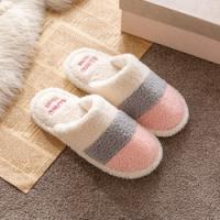 China Explosive style plush slippers Winter indoor non-slip couple slippers Home warm wear-resistant fleece shoes for sale