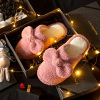 China Hot-selling polar fleece slippers home cute Korean thick-soled non-slip slippers winter warm couple indoor shoes for sale