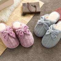 China Wholesale autumn and winter explosion models bow thickened warm plush slippers non-slip home couple shoes for sale
