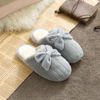 China Wholesale autumn and winter explosion models bow thickened warm plush slippers non-slip home couple shoes for sale