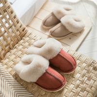 China wholesale 2021 new faux suede unisex couple slipper winter Non-slip and wear-resistant artificial fur lining indoor shoes for sale
