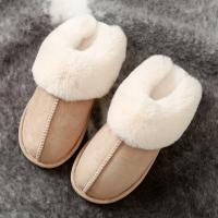 China wholesale 2021 new faux suede unisex couple slipper winter Non-slip and wear-resistant artificial fur lining indoor shoes for sale