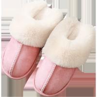 China wholesale 2021 new faux suede unisex couple slipper winter Non-slip and wear-resistant artificial fur lining indoor shoes for sale