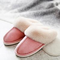 China wholesale 2021 new faux suede unisex couple slipper winter Non-slip and wear-resistant artificial fur lining indoor shoes for sale