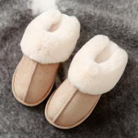 China wholesale 2021 new faux suede unisex couple slipper winter Non-slip and wear-resistant artificial fur lining indoor shoes for sale