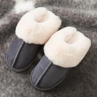 China wholesale 2021 new faux suede unisex couple slipper winter Non-slip and wear-resistant artificial fur lining indoor shoes for sale