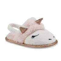 China cute unicorn faux  fur comfortable winter kids slippers warm house indoor baby  fluffy cartoon child slippers for sale