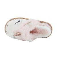 China cute unicorn faux  fur comfortable winter kids slippers warm house indoor baby  fluffy cartoon child slippers for sale