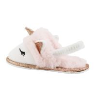 China cute unicorn faux  fur comfortable winter kids slippers warm house indoor baby  fluffy cartoon child slippers for sale