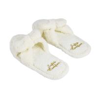 China women autumn winter  fluzze non-slip flat sole butterfly slippers  ladies Faux Fur  house shoes for sale