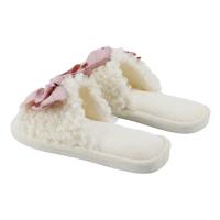 China Women Soft Sherpa With Bowknot Memory Foam Slide Lady Fluffy Slide Open Toe Slippers for sale