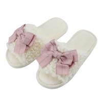China Women Soft Sherpa With Bowknot Memory Foam Slide Lady Fluffy Slide Open Toe Slippers for sale