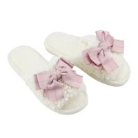 China Women Soft Sherpa With Bowknot Memory Foam Slide Lady Fluffy Slide Open Toe Slippers for sale