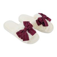 China Women Soft Sherpa With Bowknot Memory Foam Slide Lady Fluffy Slide Open Toe Slippers for sale