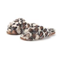 China Women Winter  Plush Soft  home indoor Anti-slip Floor Bedroom Fashion Leopard Slippers open toe shoes for sale