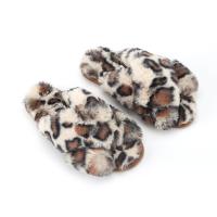 China Women Winter  Plush Soft  home indoor Anti-slip Floor Bedroom Fashion Leopard Slippers open toe shoes for sale