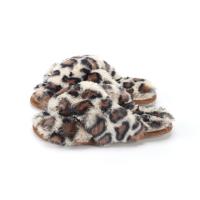 China Women Winter  Plush Soft  home indoor Anti-slip Floor Bedroom Fashion Leopard Slippers open toe shoes for sale