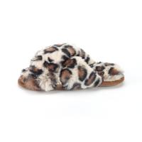 China Women Winter  Plush Soft  home indoor Anti-slip Floor Bedroom Fashion Leopard Slippers open toe shoes for sale