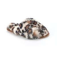 China Women Winter  Plush Soft  home indoor Anti-slip Floor Bedroom Fashion Leopard Slippers open toe shoes for sale