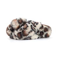 China Women Winter  Plush Soft  home indoor Anti-slip Floor Bedroom Fashion Leopard Slippers open toe shoes for sale