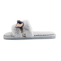 China Fashion Women Faux Fur Slider Slippers Fluffy House Slide Scarf bow Winter Slippers Open Toe  shoes for sale