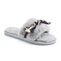 China Fashion Women Faux Fur Slider Slippers Fluffy House Slide Scarf bow Winter Slippers Open Toe  shoes for sale