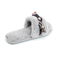 China Fashion Women Faux Fur Slider Slippers Fluffy House Slide Scarf bow Winter Slippers Open Toe  shoes for sale
