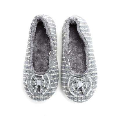 China Custom women super soft warm plush slippers girls comfortable home slipper with bowknot for sale