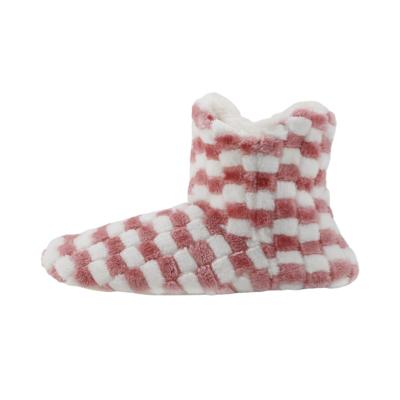 China women Comfy faux fur Warm grid Winter home Boots soft house indoor slippers for sale