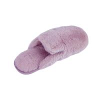 China women lovely pink fluffy house indoor slippers with TPR sole faux fur slippers for sale