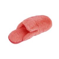 China women lovely pink fluffy house indoor slippers with TPR sole faux fur slippers for sale