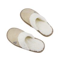 China Women's Velour Closed Toe Scuff Open Back Slippers Embroidery Decoration Winter Warm Slipper for sale