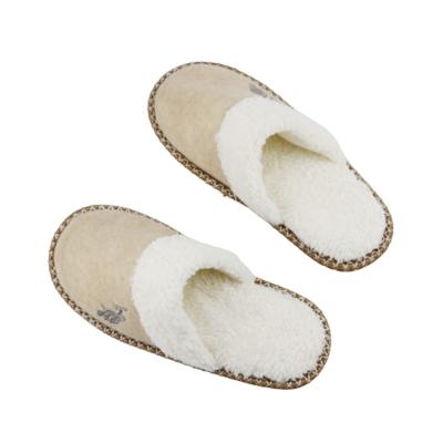 China Women's Velour Closed Toe Scuff Open Back Slippers Embroidery Decoration Winter Warm Slipper for sale