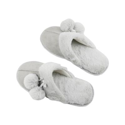 China faux suede winter women slippers warm soft fur ball slippers indoor scuff for sale