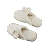 China faux suede winter women slippers warm soft fur ball slippers indoor scuff for sale