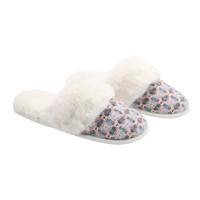China Women Slip On Fluffy Faux Fur Warm Winter  knitted fabric Comfy house indoor Slippers for sale