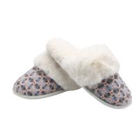 China Women Slip On Fluffy Faux Fur Warm Winter  knitted fabric Comfy house indoor Slippers for sale