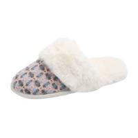 China Women Slip On Fluffy Faux Fur Warm Winter  knitted fabric Comfy house indoor Slippers for sale
