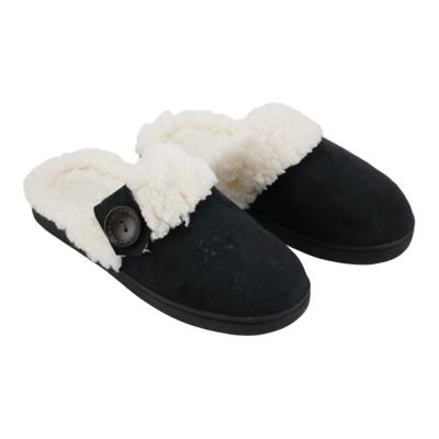 China Women Winter  buttons decoration Slipper Fluffy Slip On House Slippers Soft house Indoor Slipper for sale